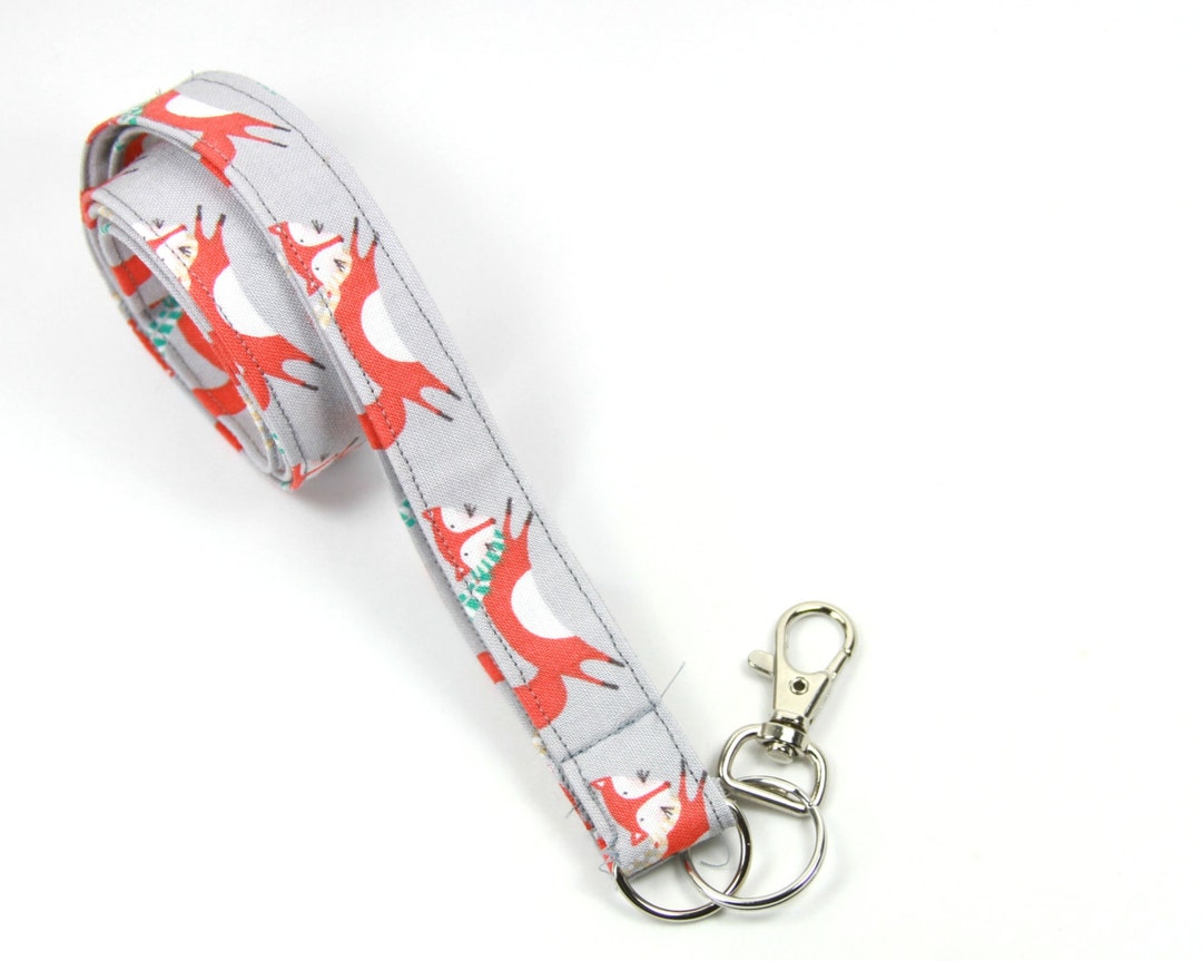 FOXY Fabric Badge Holder, Fox Lanyard, Fox Badge Holder, Fox ID Holder ...
