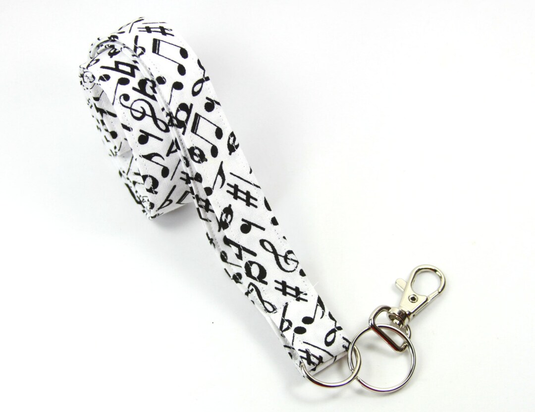 MUSIC Fabric Lanyard, Music Badge Holder, Black and White Lanyard ...