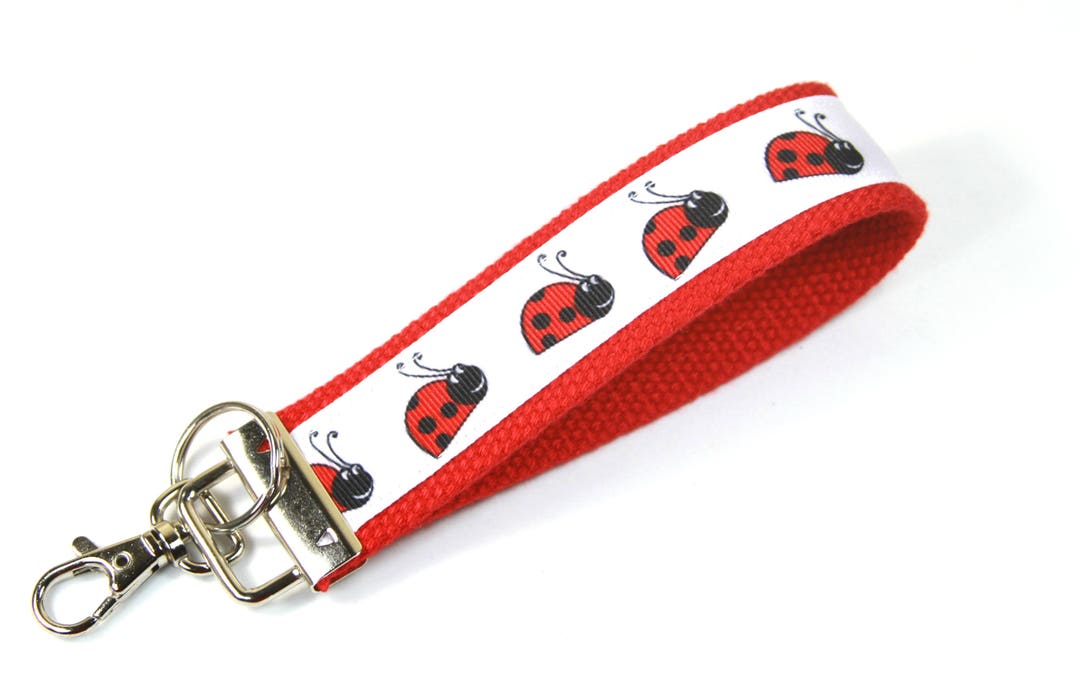 LADYBUG Key Chain, Ladybug Keyfob, Lady Bug Wristlet, Red Wristlet, Red ...