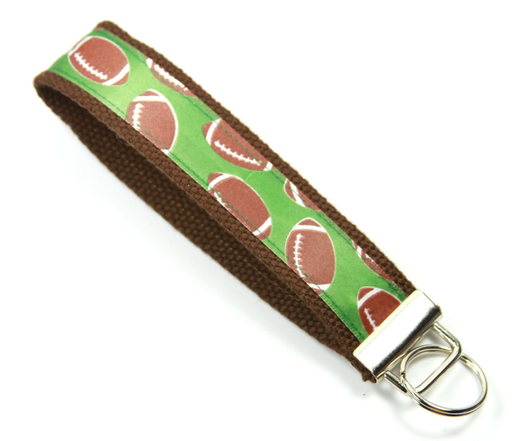 FOOTBALL Fabric Key Chain, Fabric Key Fob, Football Key Ring, Wrist Key ...