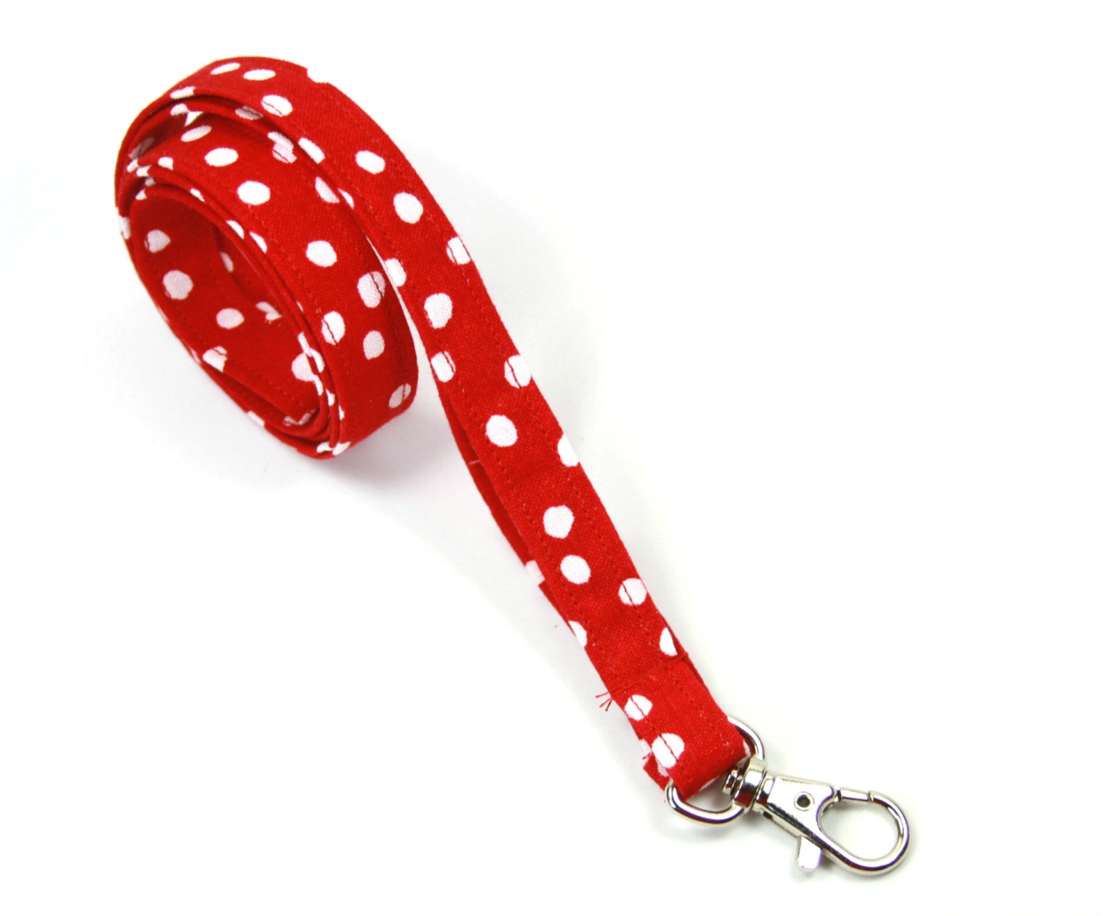 POLKA DOT Fabric Lanyard Red Badge Holder Red and White - Etsy