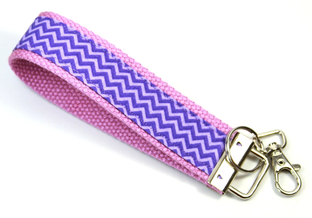 CHEVRON Fabric Key Fob, Purple Chevron Keychain, Purple Key Fob ...