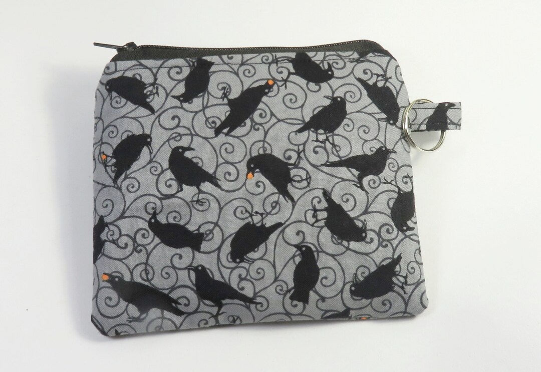 CROW Zipper Bags, Black Crow Bags, Coin Purse, Coin Pouch, Accessories ...