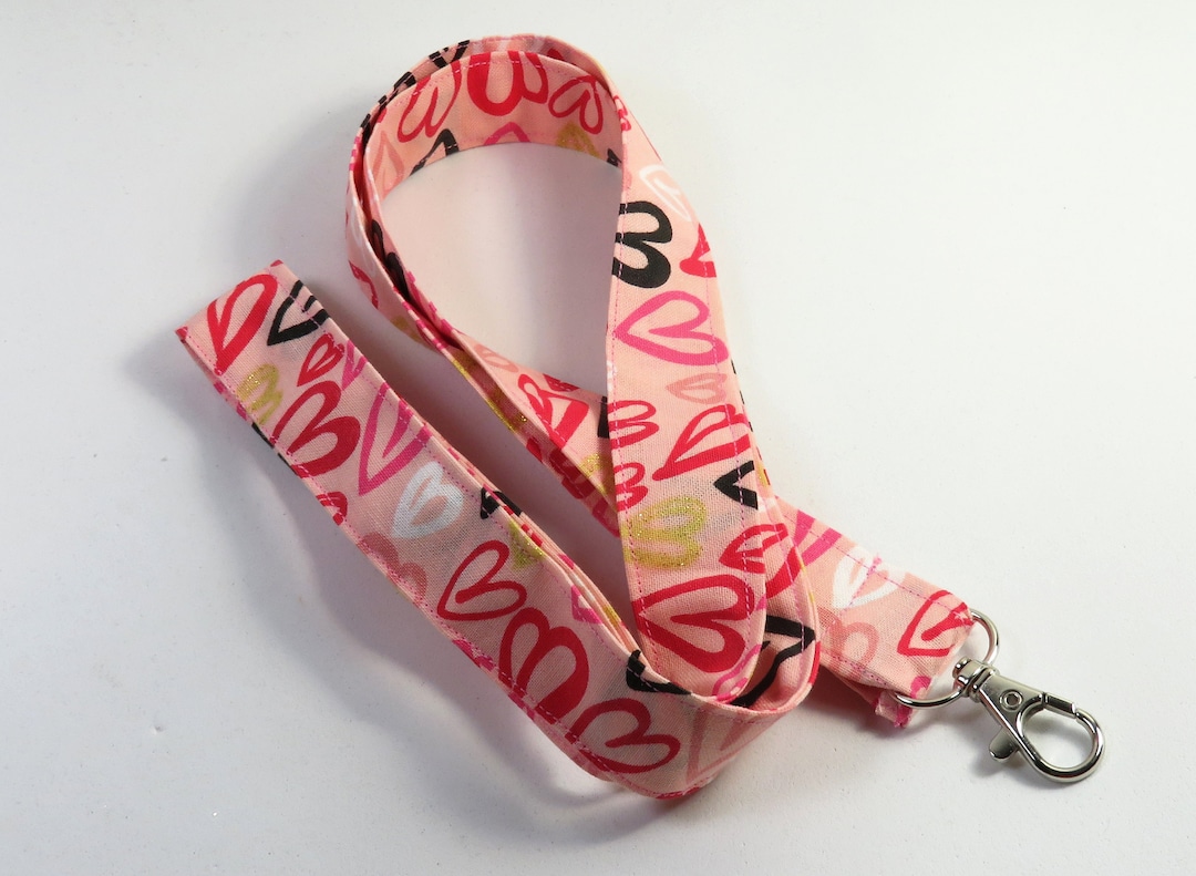 HEARTS Fabric Lanyard, Colorful Hearts Badge Holder, Beautiful Badge ...