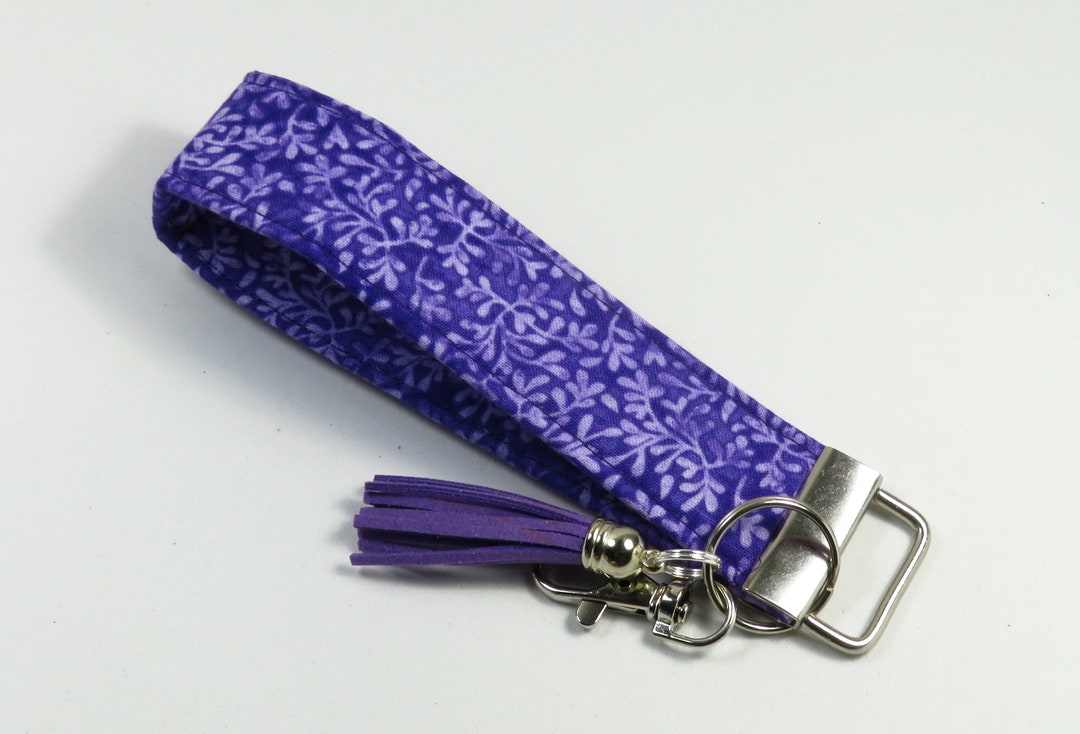 FLORAL Purple Flower Wristlets, Fabric Wristlets, Fabric Keyfobs ...