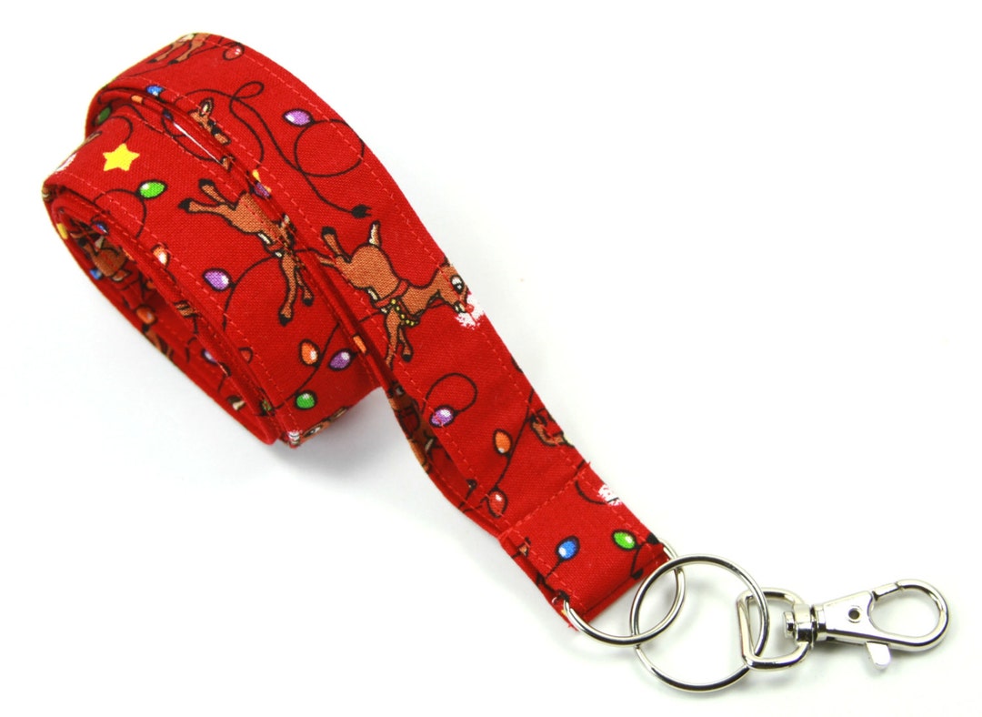 FAWN Fabric Lanyard, Baby Deer Lanyard, Christmas Badge Holder, Holiday ...