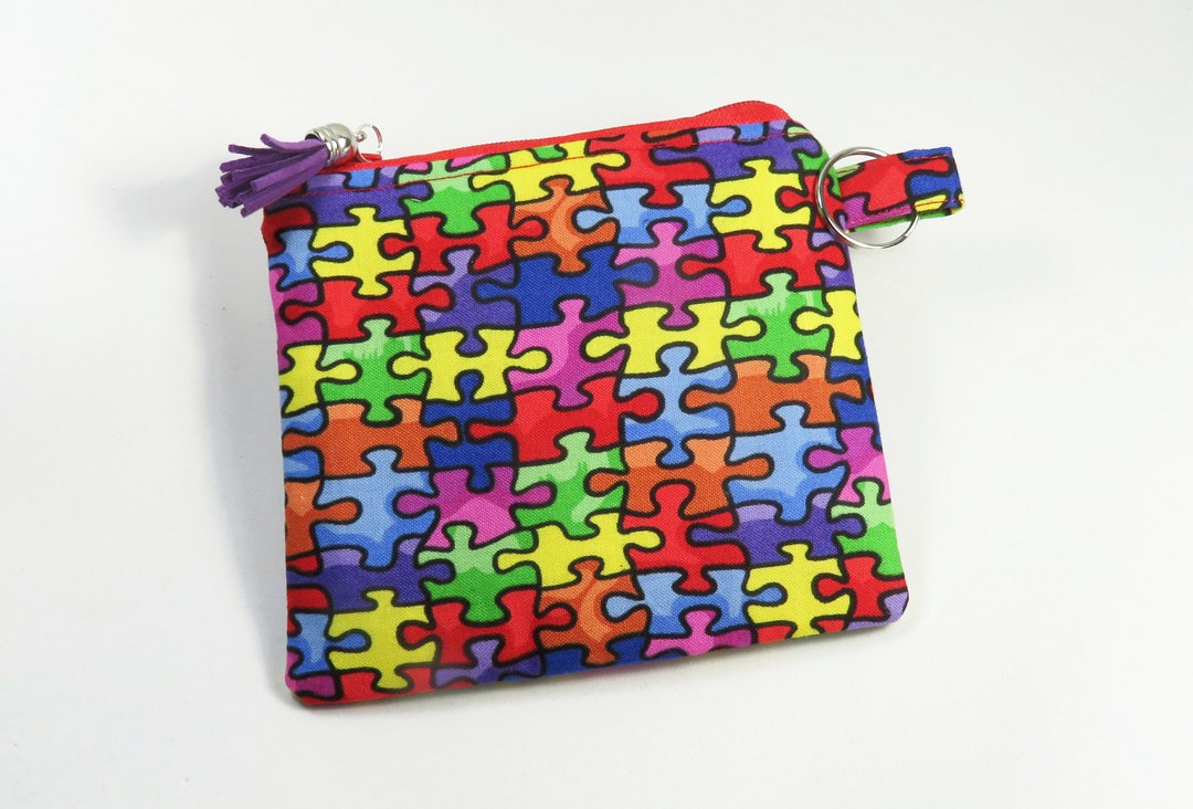PUZZLE Fabric Bags, Zipper Pouch, Autism Awareness Bags - Etsy