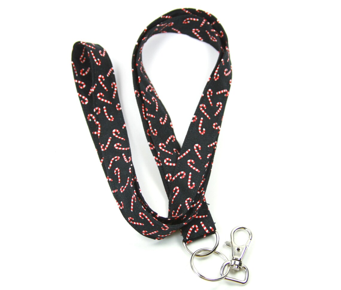 CANDY CANE Fabric Lanyard Christmas Lanyard Holiday Lanyard - Etsy