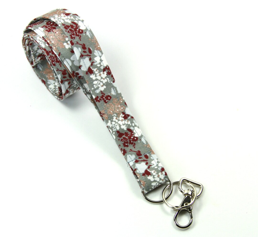 GRAY Fabric Lanyard, Gray Badge Holder, Gray Lanyard, Gray and Bronze ...
