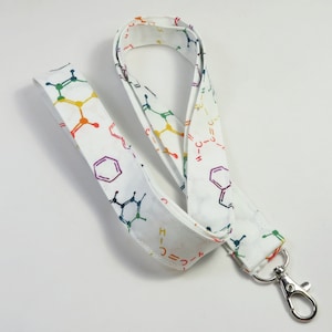 SCIENCE Fabric Lanyard, White Science Badge Holder, Molecule Badge ...