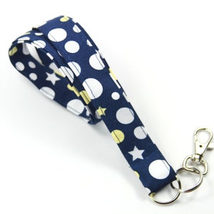POLKA DOT Fabric Lanyard, Blue Fabric Lanyard, White Polka Dot Badge ...