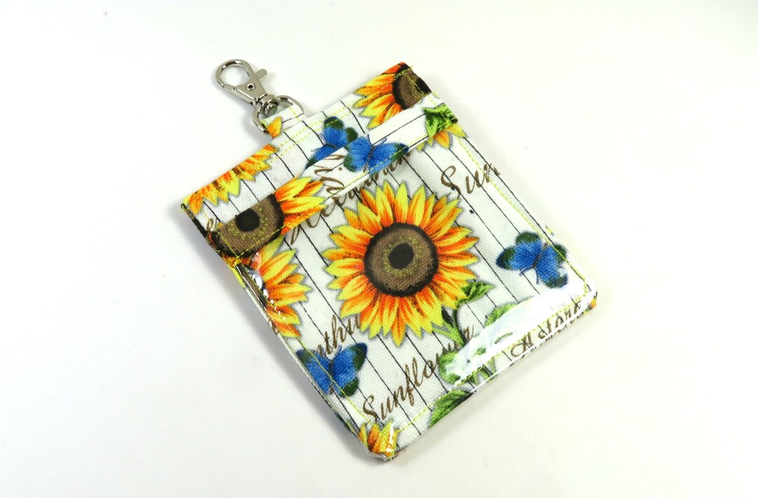 SUNFLOWER Fabric Badge Holder, Sunflower ID Card Insert, ID Card Holder ...