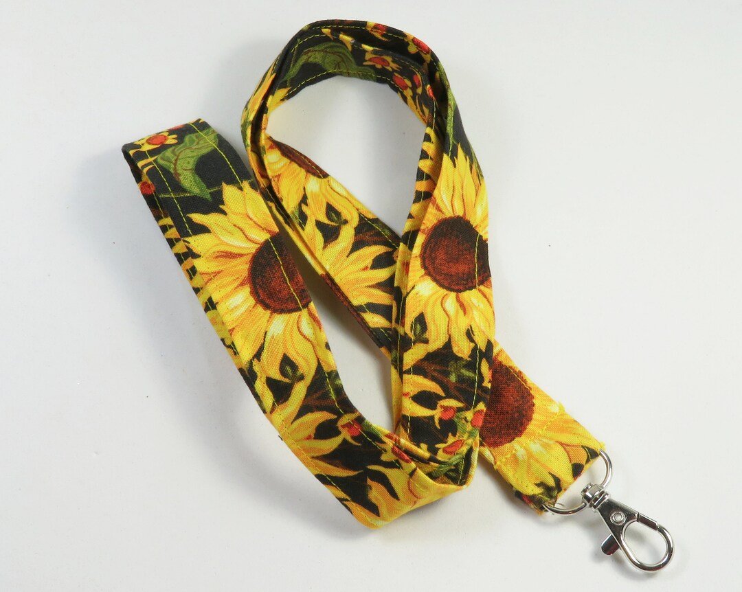 SUNFLOWER Fabric Lanyard, Sunflower Badge Holder, Floral Lanyard ...