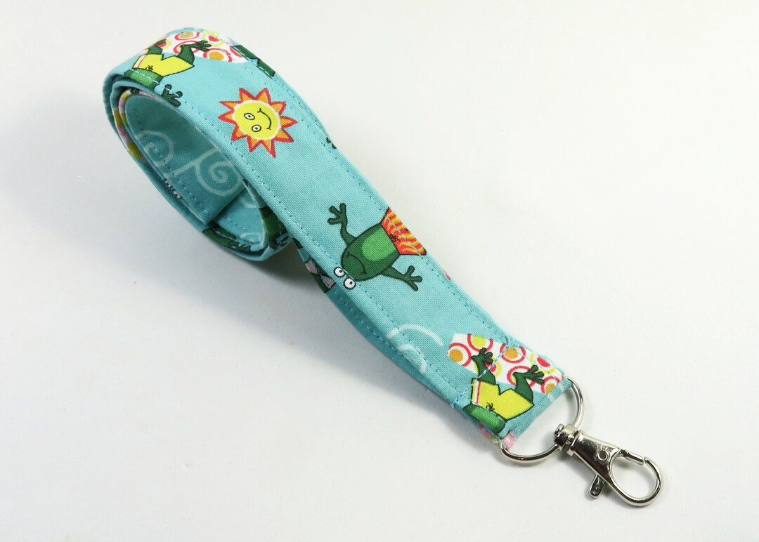 FROGS Fabric Lanyard, Frogs Badge Holder, Green Badge Holder, Cute ...