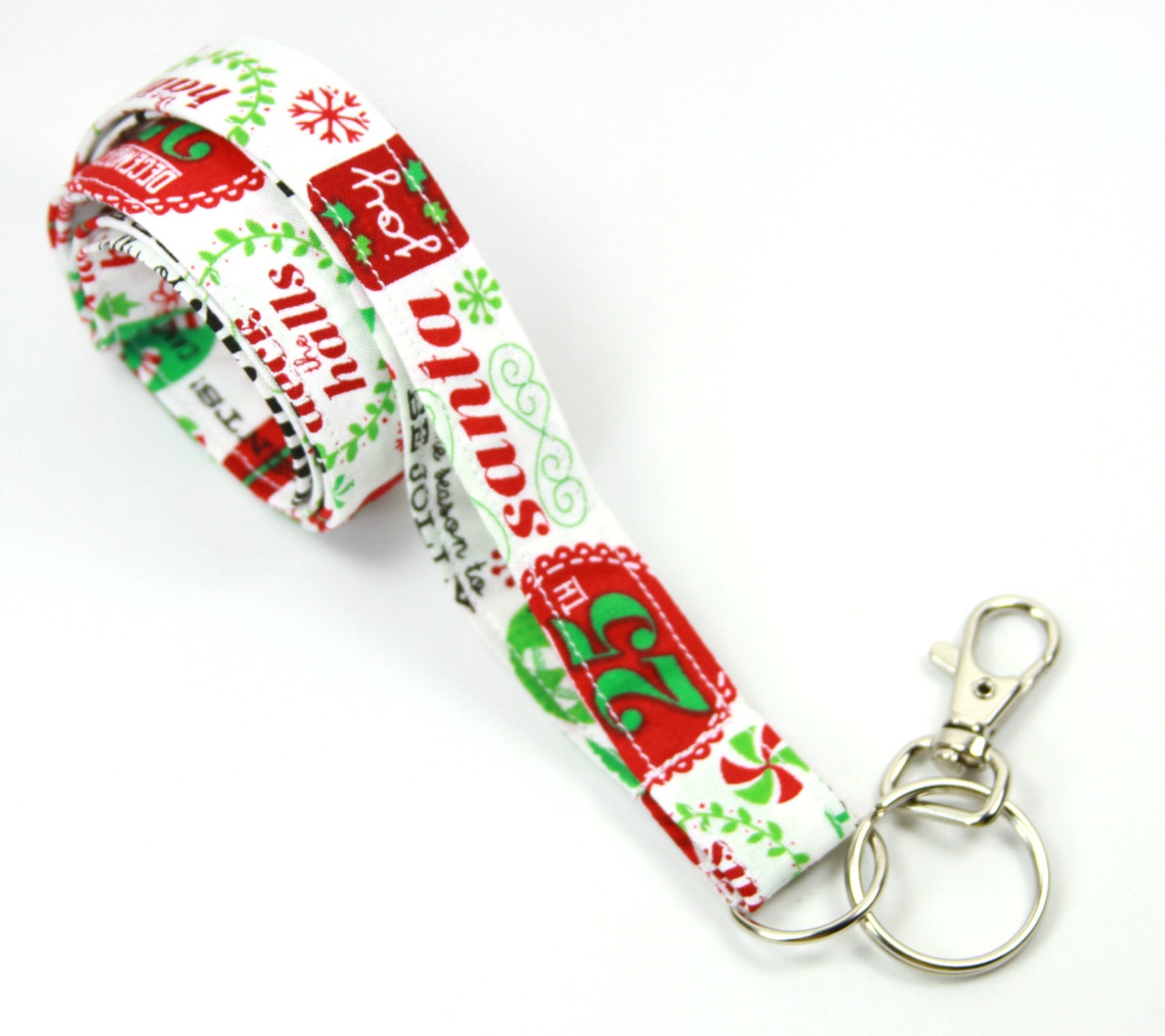 CHRISTMAS Fabric Lanyard Holiday Fabric Lanyard Santa - Etsy