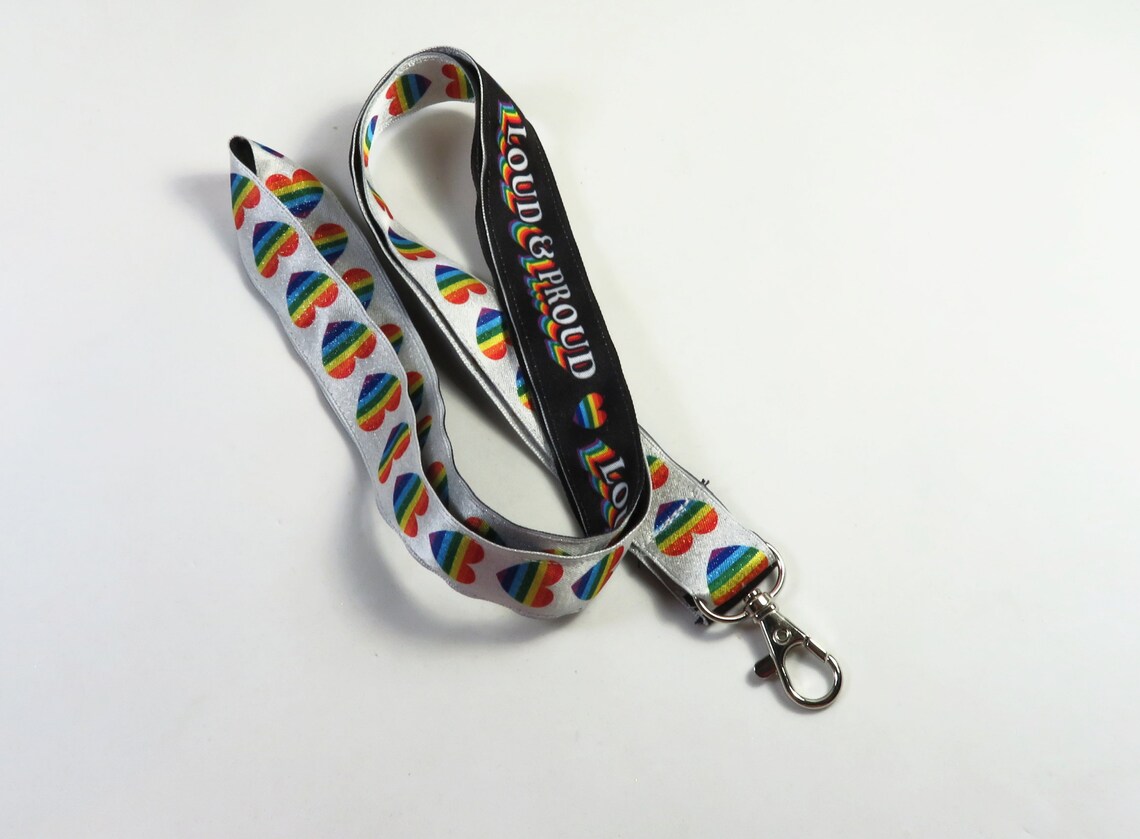 RAINBOW Heart Lanyard Ribbon Lanyards Rainbow Heart - Etsy