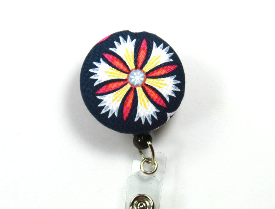 FLOWER Badge Reel Retractable Badge Reel Floral Badge Button - Etsy