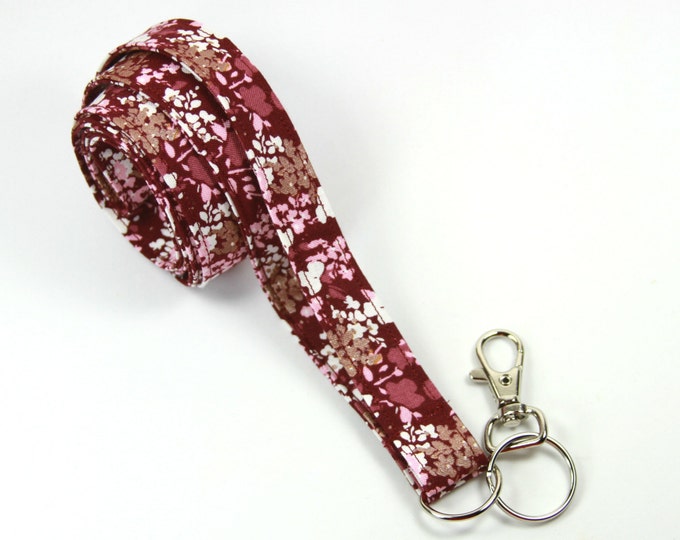 Maroon Sunflower Fall Floral Pattern Lanyard Teacher Lanyard Floral ...