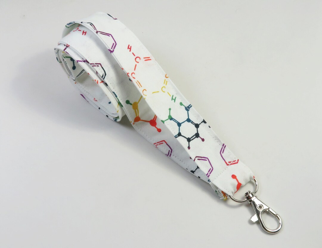 SCIENCE Fabric Lanyard, White Science Badge Holder, Molecule Badge ...