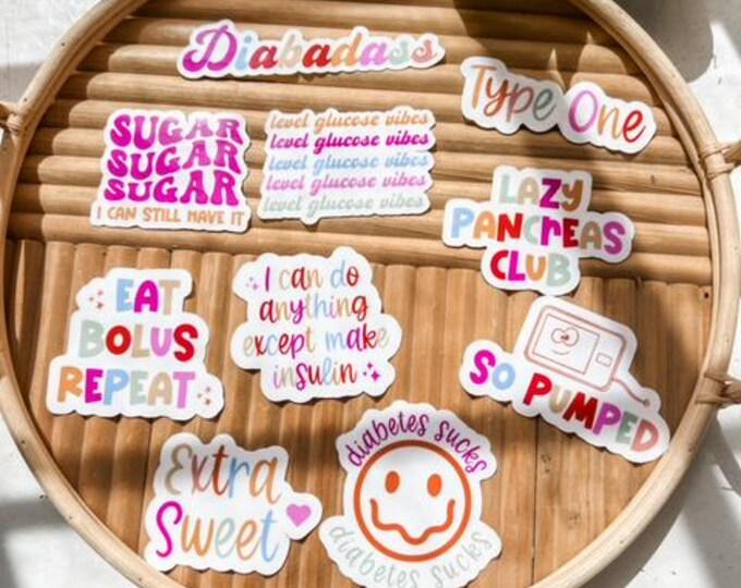 Diabetes Sticker Set, Type 1 Diabetes Stickers, Diabetic Stickers ...