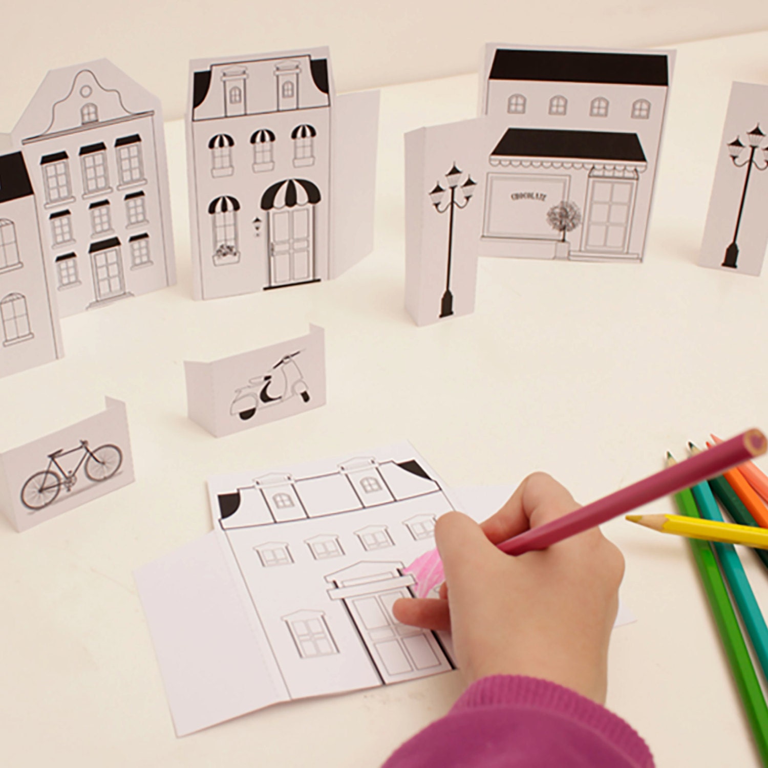 Paper City / Printable Template / DIY Craft Ideas for Kids / Print, Cut ...