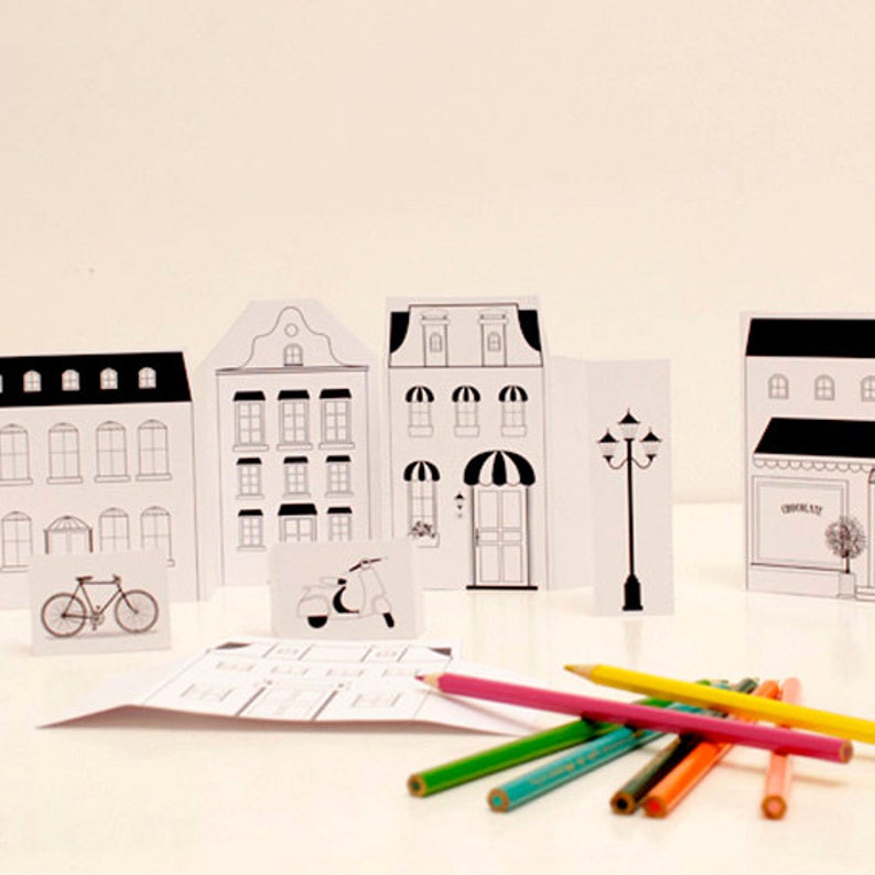 Paper City / Printable Template / DIY Craft Ideas for Kids / Print, Cut ...