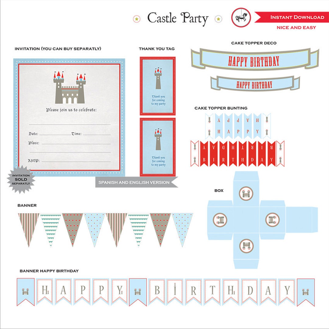 Castle Party Package//diy//instant Download//digital File//party ...