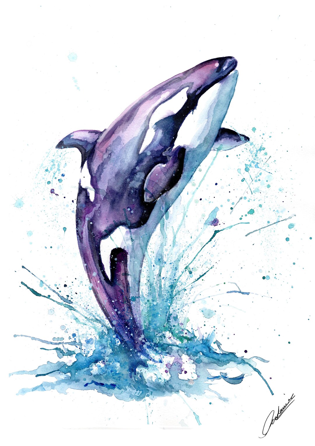 Orca Print. Orca Killer Whale Greeting Card. Whale Art. Whale Wall ...