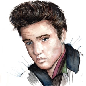 Elvis Painting. an Original Watercolour Portrait of Elvis "the King ...