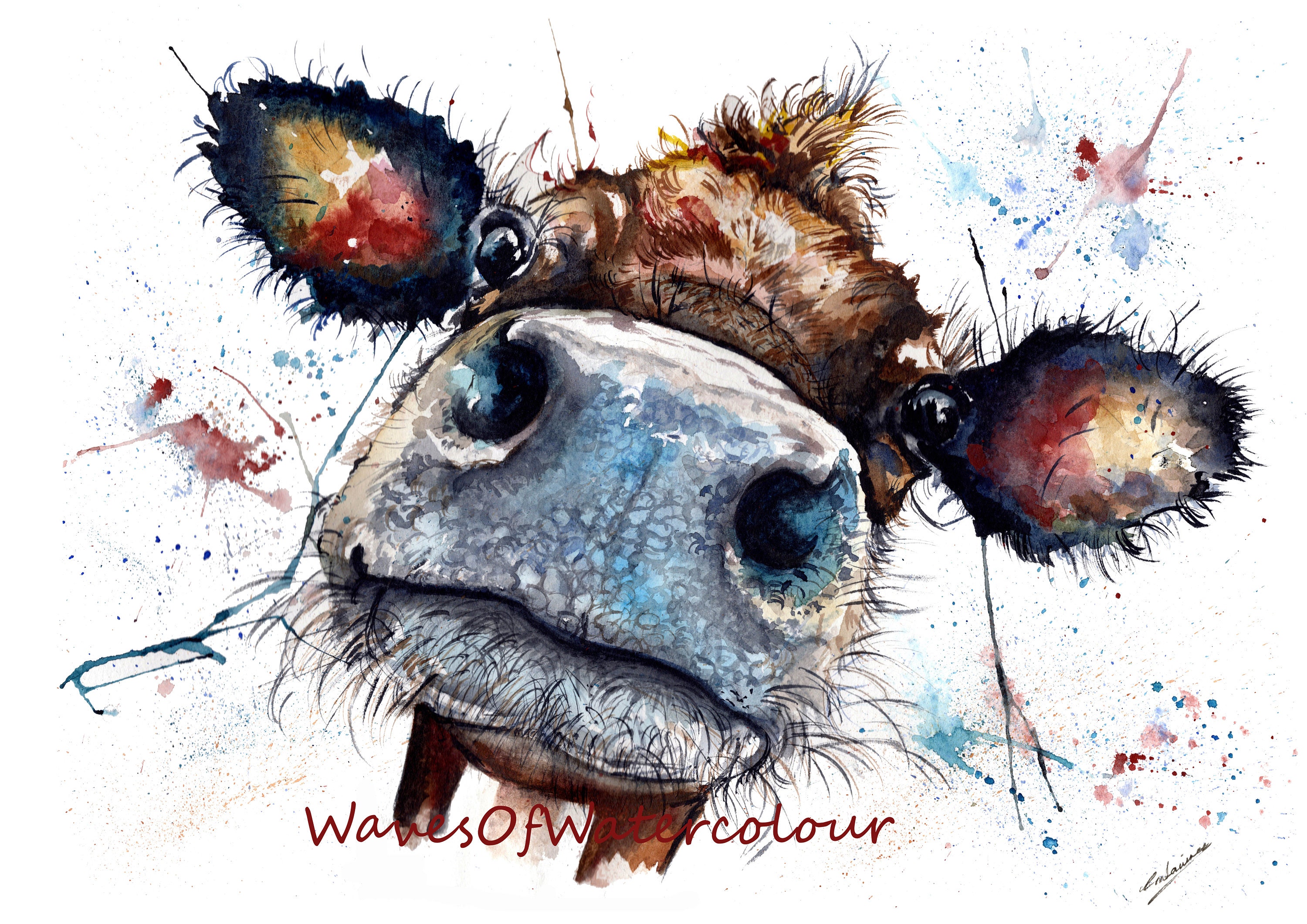 Cow print. Cow art. Cow greeting card. Cow gift. Cow art. Cow | Etsy