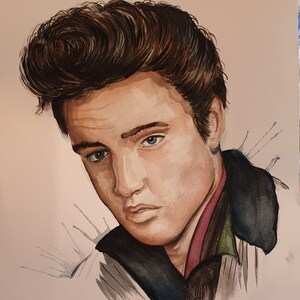 Elvis Painting. an Original Watercolour Portrait of Elvis "the King ...