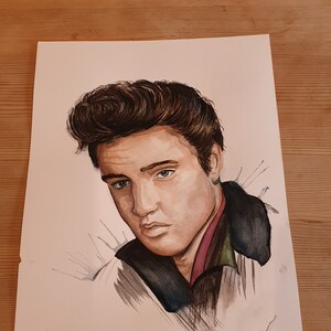 Elvis Painting. an Original Watercolour Portrait of Elvis "the King ...