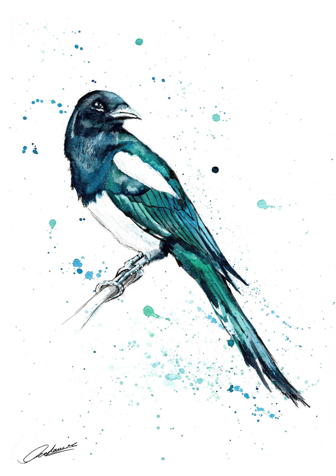 Magpie Print. Magpie Greeting Card. Magpie Art. Magpie Wall Decor ...