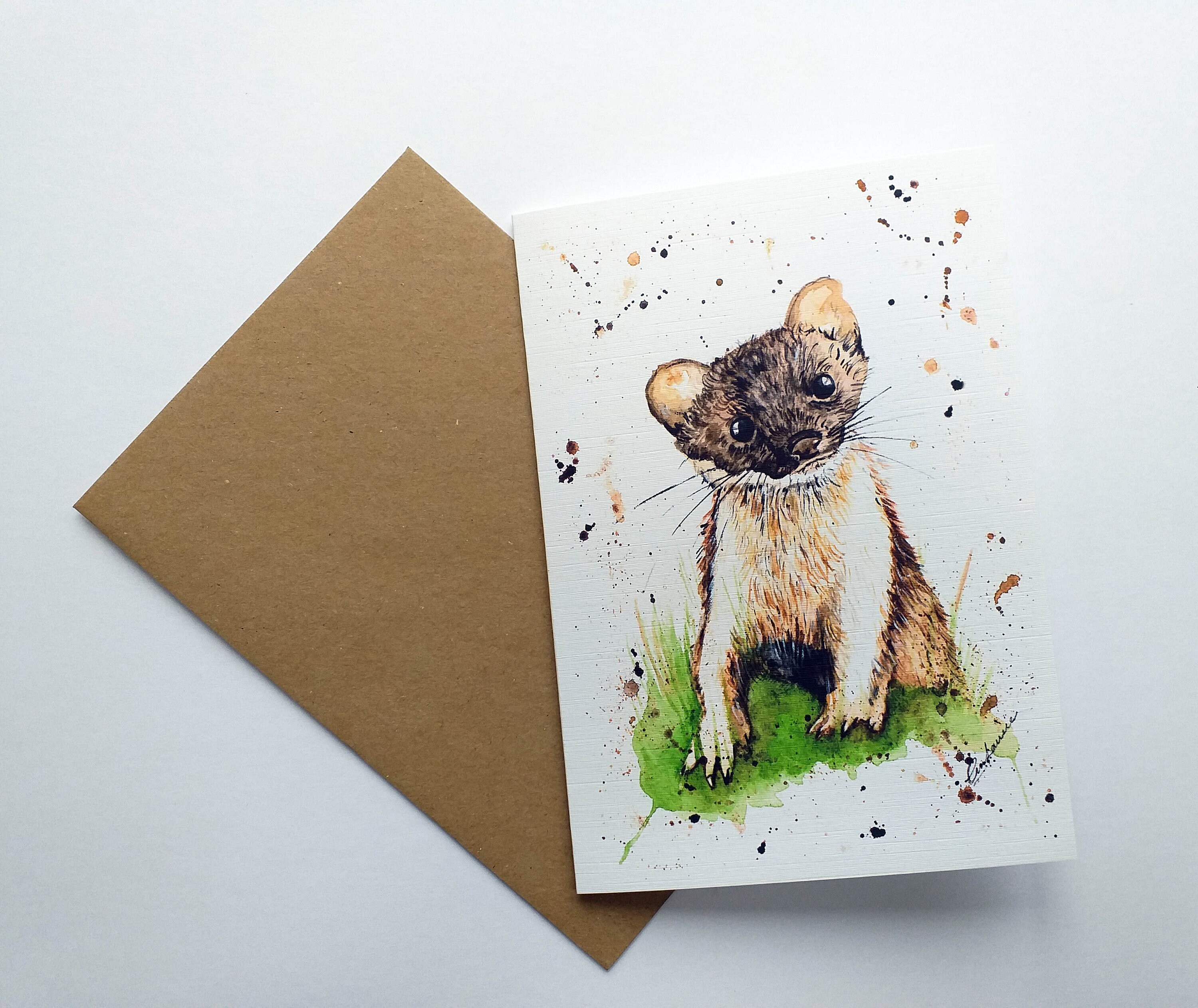 Stoat Print. Stoat greeting card. Stoat splatter art. Stoat | Etsy