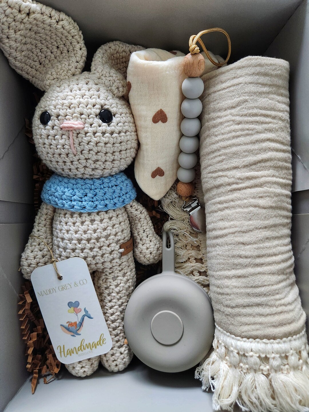 Maddy Grey Baby Blue Bunny Gift Box - Etsy