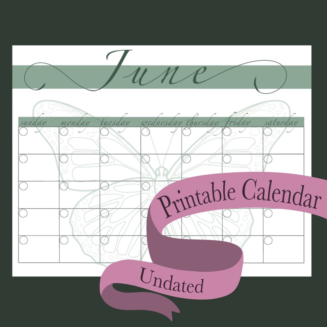 Printable Monthly Calendar Monthly Planner Undated Calendar 12 Month ...