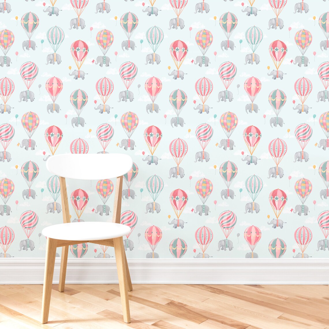 If Elephants Could Fly - Pink - Wallpaper Tile - Nursery Daydreams ...