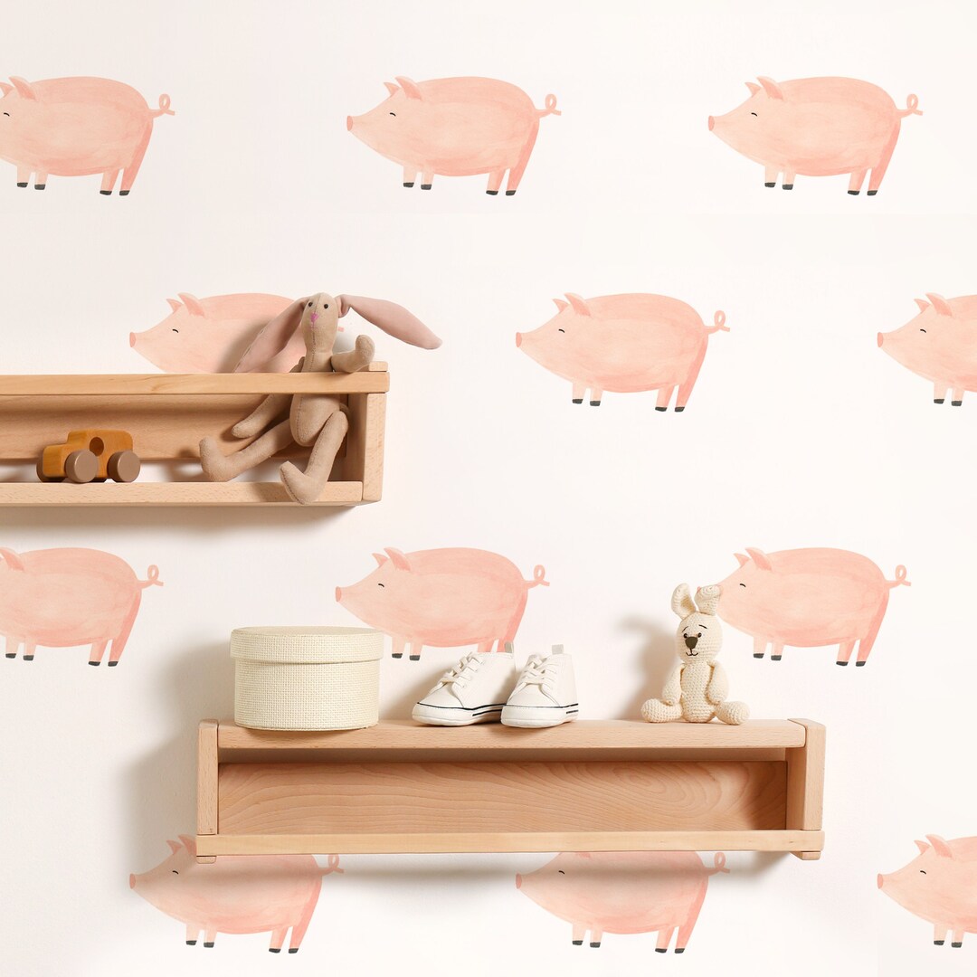 Pig Toss - Fabric Wall Decal - Modern Farm - Mej Mej - Etsy
