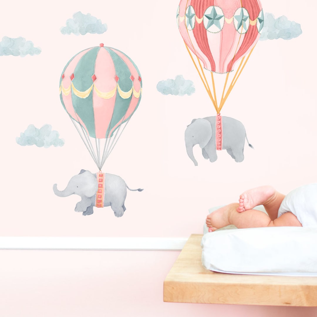 Flying Friends - Pink - Fabric Wall Decal - Nursery Daydreams ...