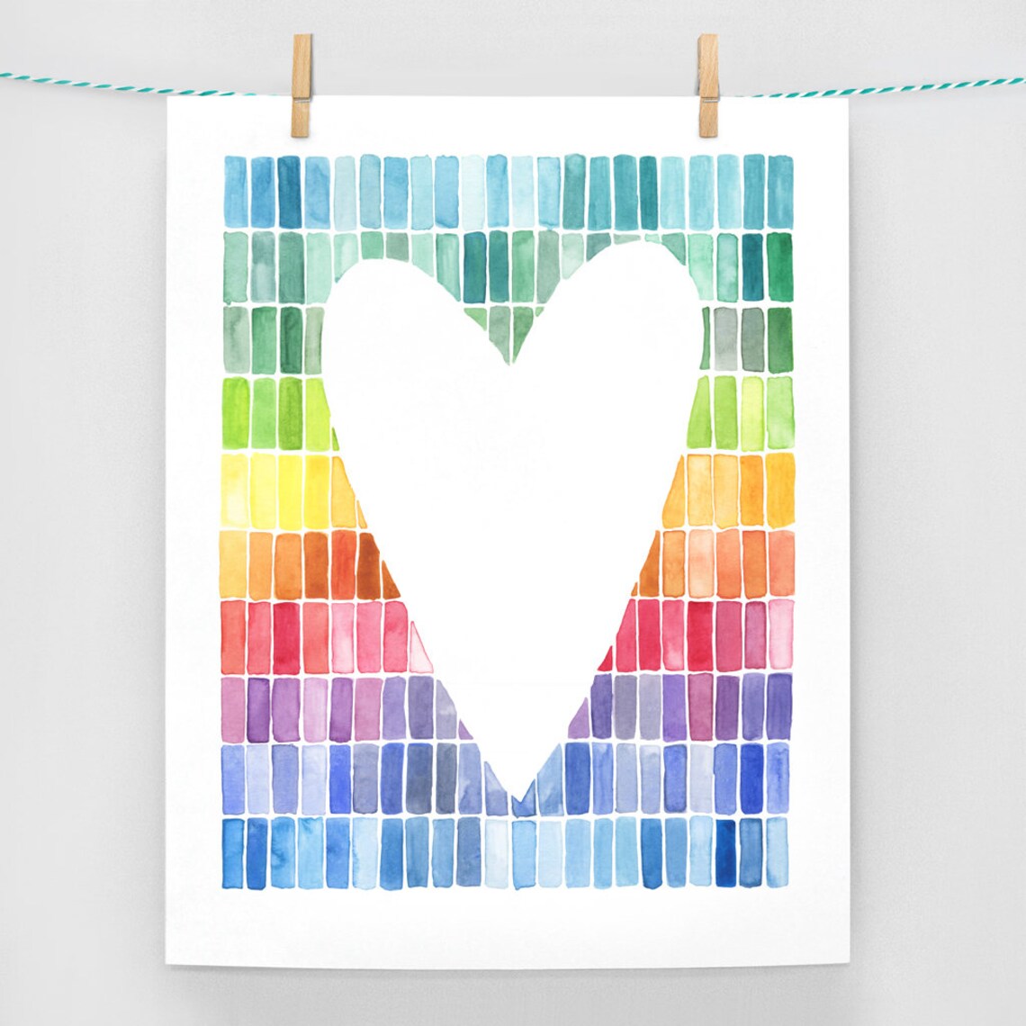 Rainbow Heart Paper Print Color Story Mej Mej | Etsy