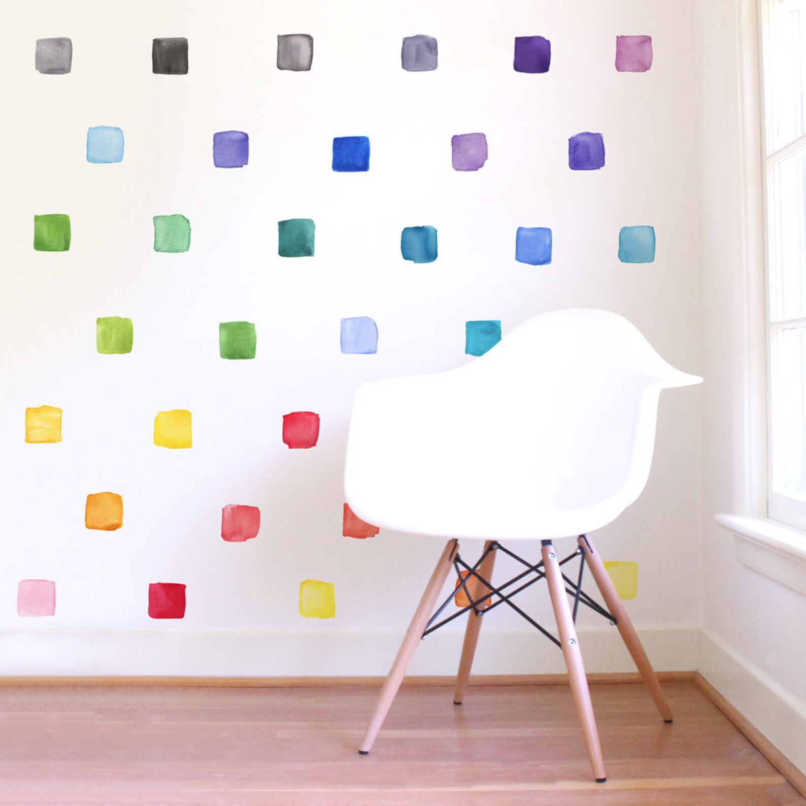Small Rainbow Watercolor Squares - Fabric Wall Decal - Color Story ...