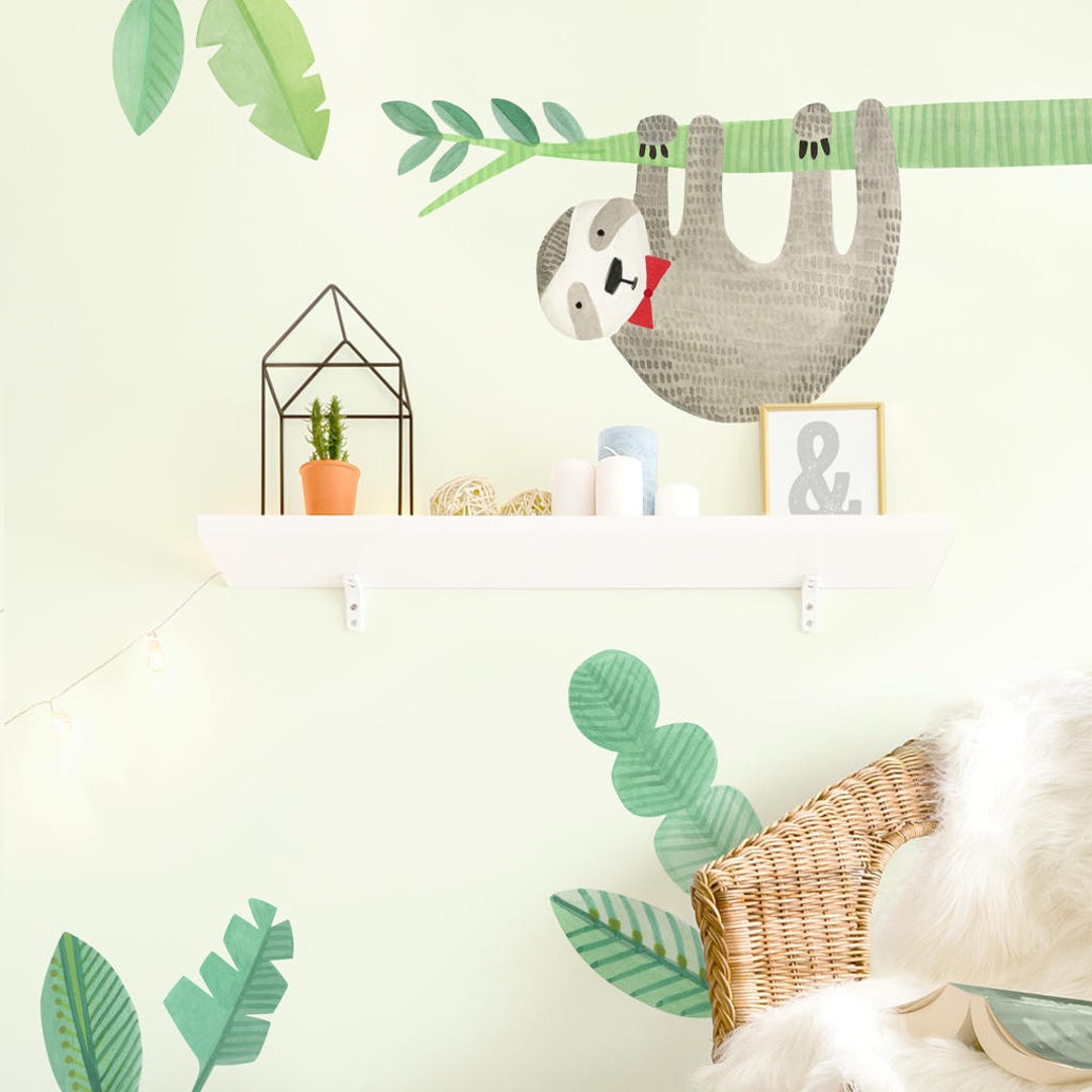 Modern Jungle Sloth Kit - Peel-and-stick Wall Decals - Mej Mej - Etsy