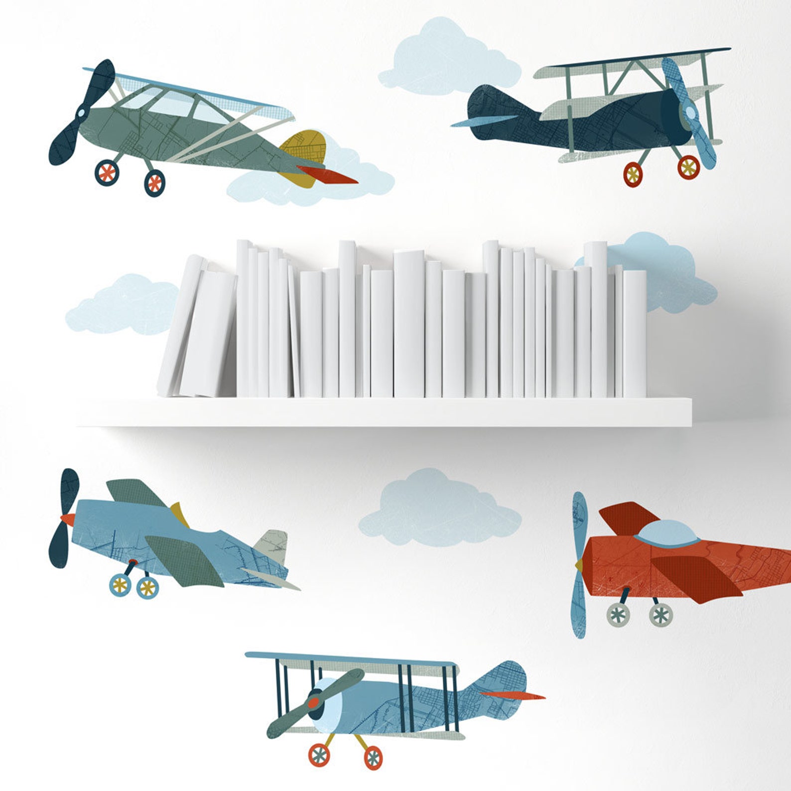 Small Biplane Kit Fabric Wall Decal First Flight Mej Mej - Etsy