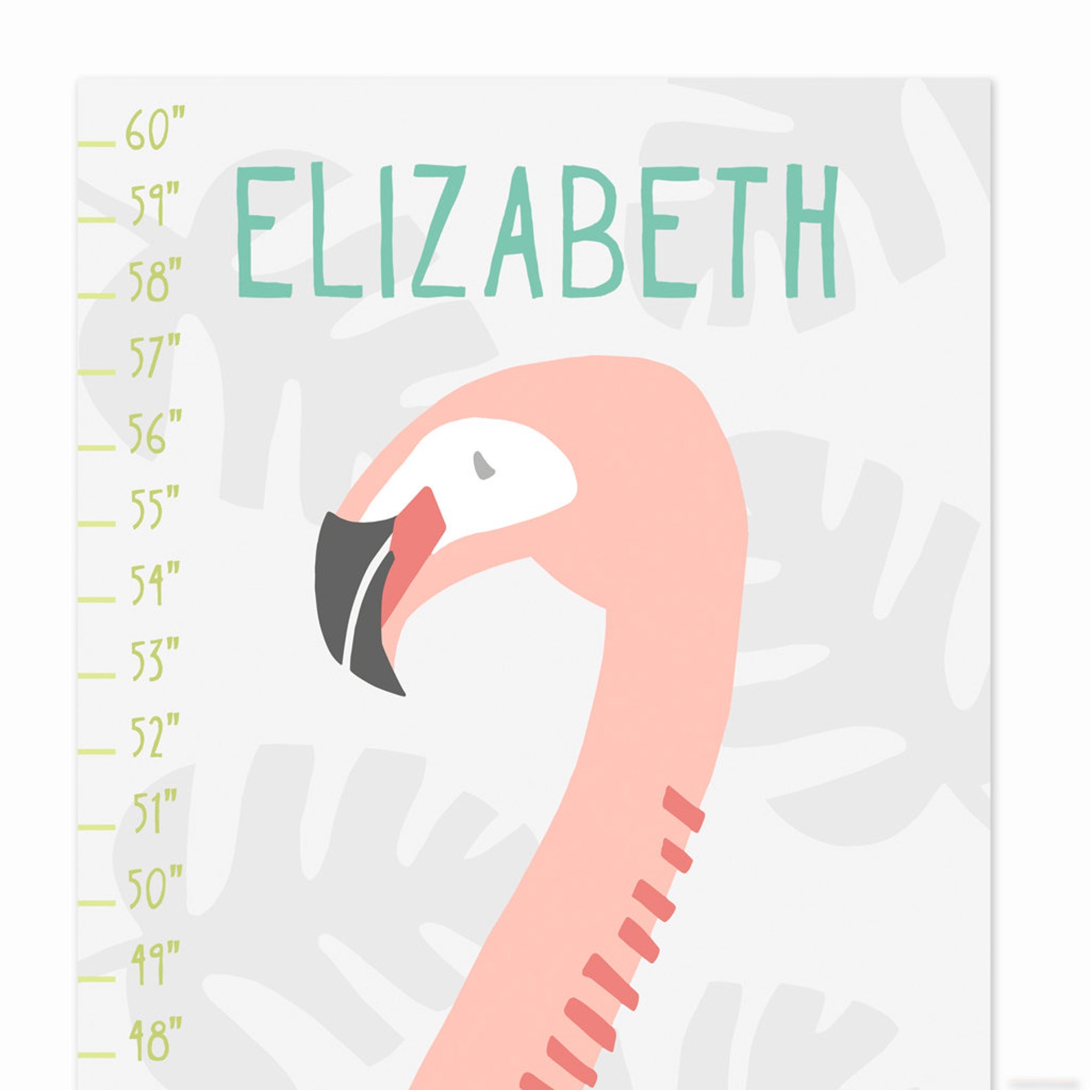 Custom Flamingo Growth Chart Fabric Wall Decal Tropical | Etsy