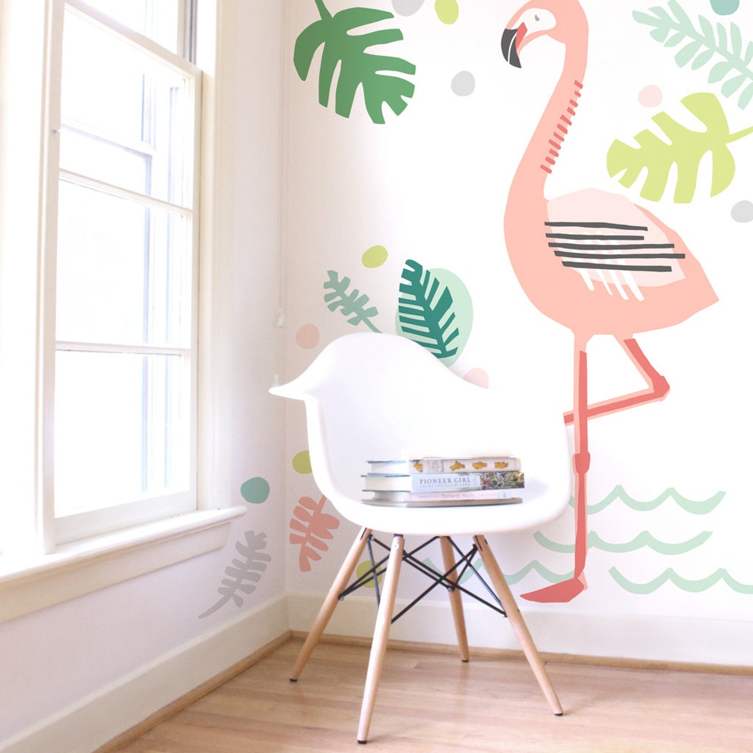 Big Flamingo - Fabric Wall Decal - Tropical - Mej Mej - Etsy