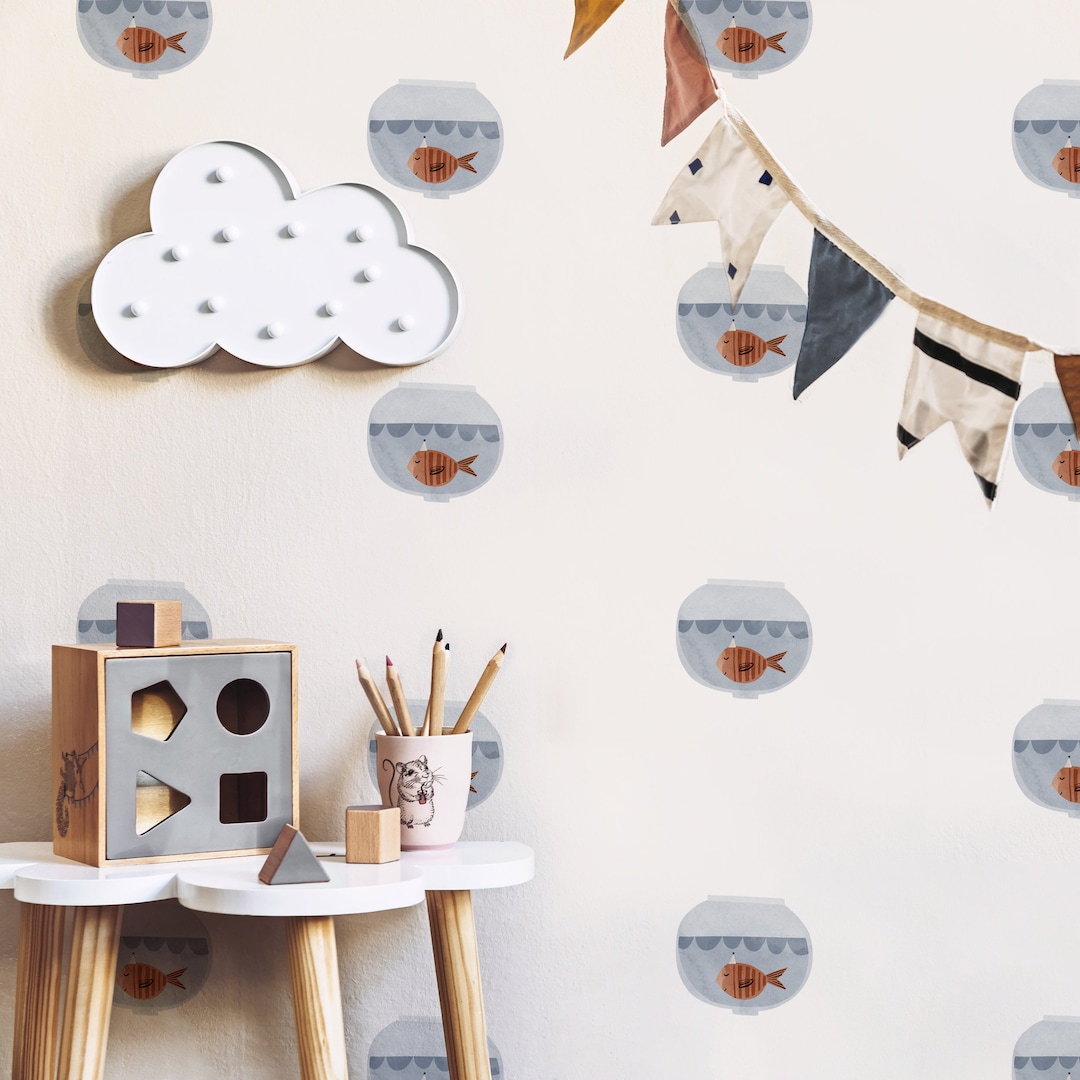 Fishbowl Toss - Latte - Fabric Wall Decal - Pet House - Mej Mej - Etsy