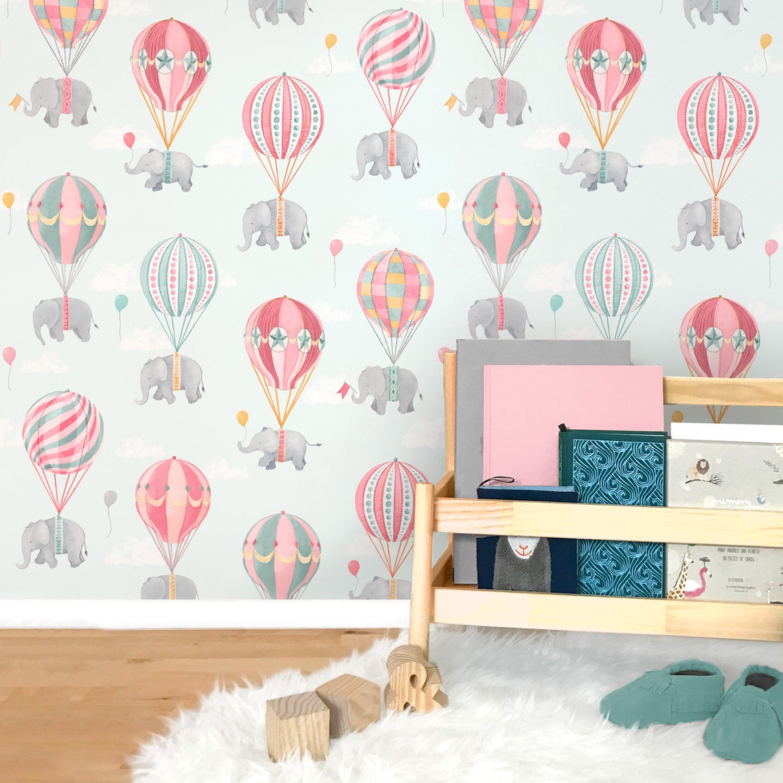 If Elephants Could Fly - Pink - Wallpaper Tile - Nursery Daydreams ...