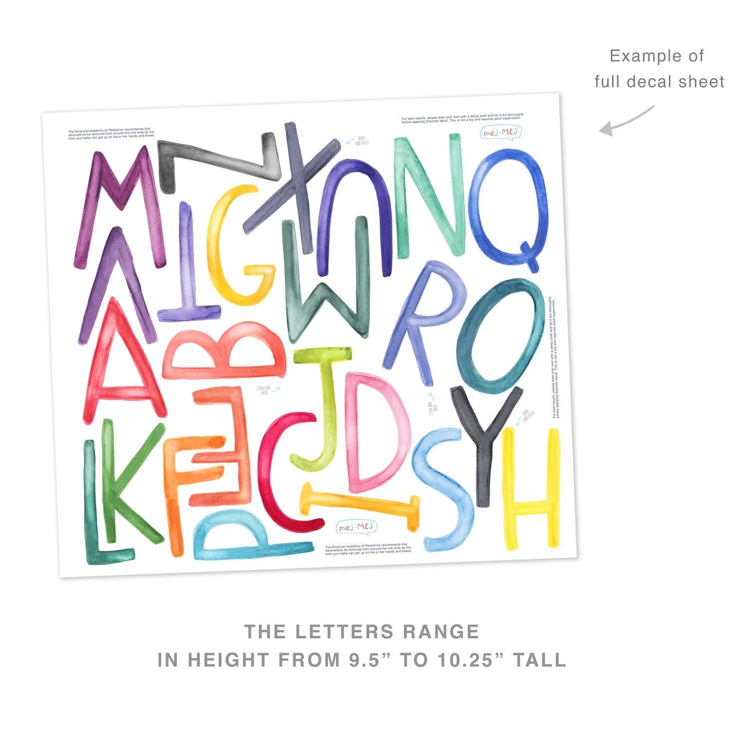 Rainbow Uppercase Letters Fabric Wall Decal Color Story - Etsy