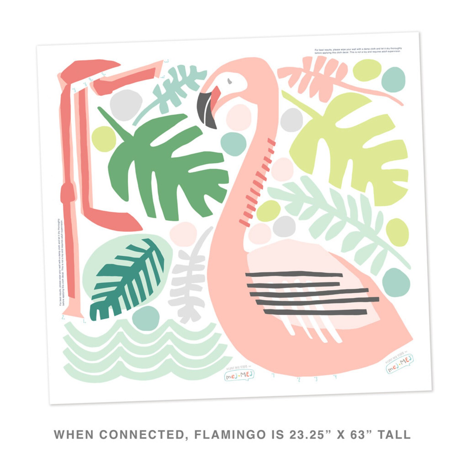 Big Flamingo Fabric Wall Decal Tropical Mej Mej - Etsy UK