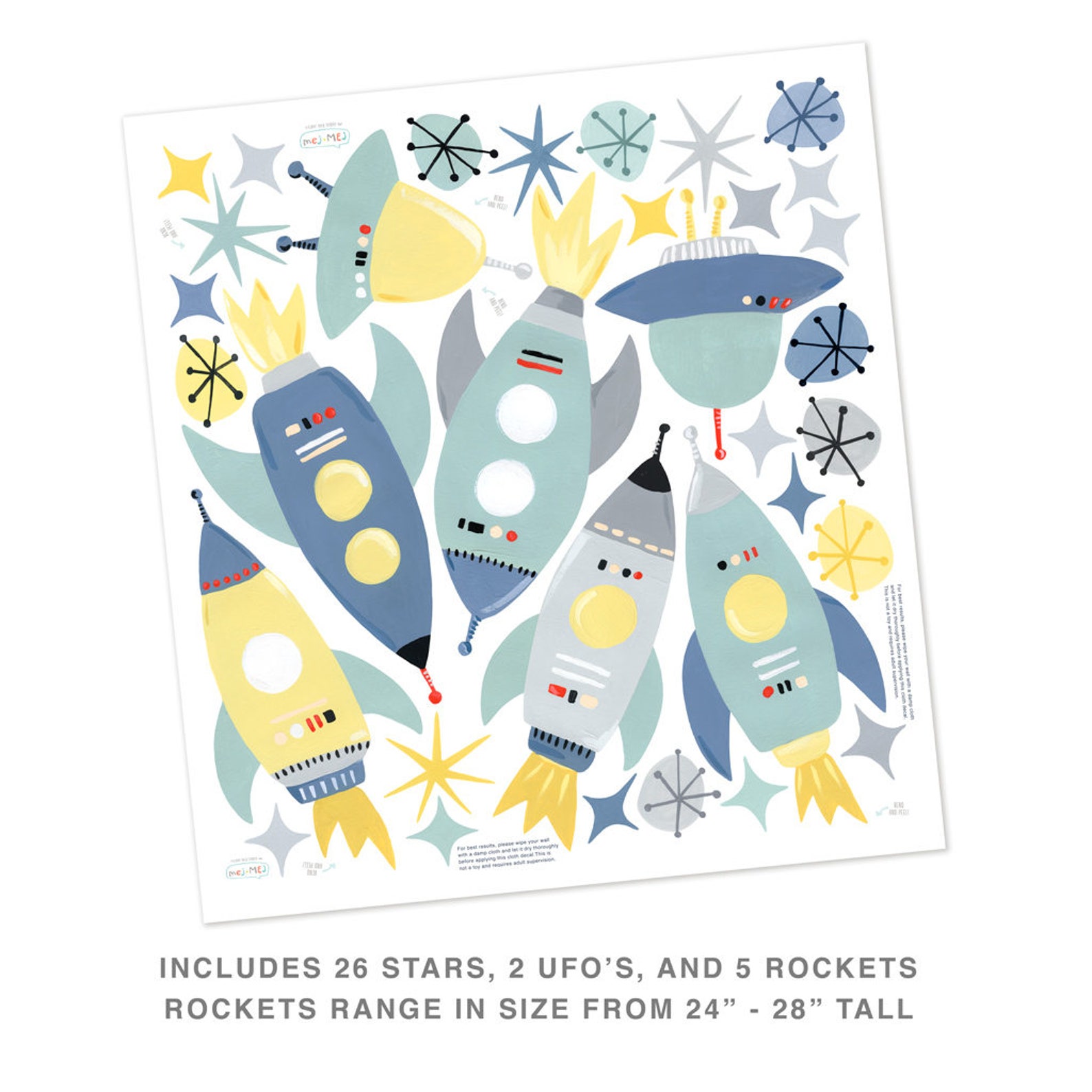 Rocket Kit Large Fabric Wall Decal Galaxy Mej Mej | Etsy